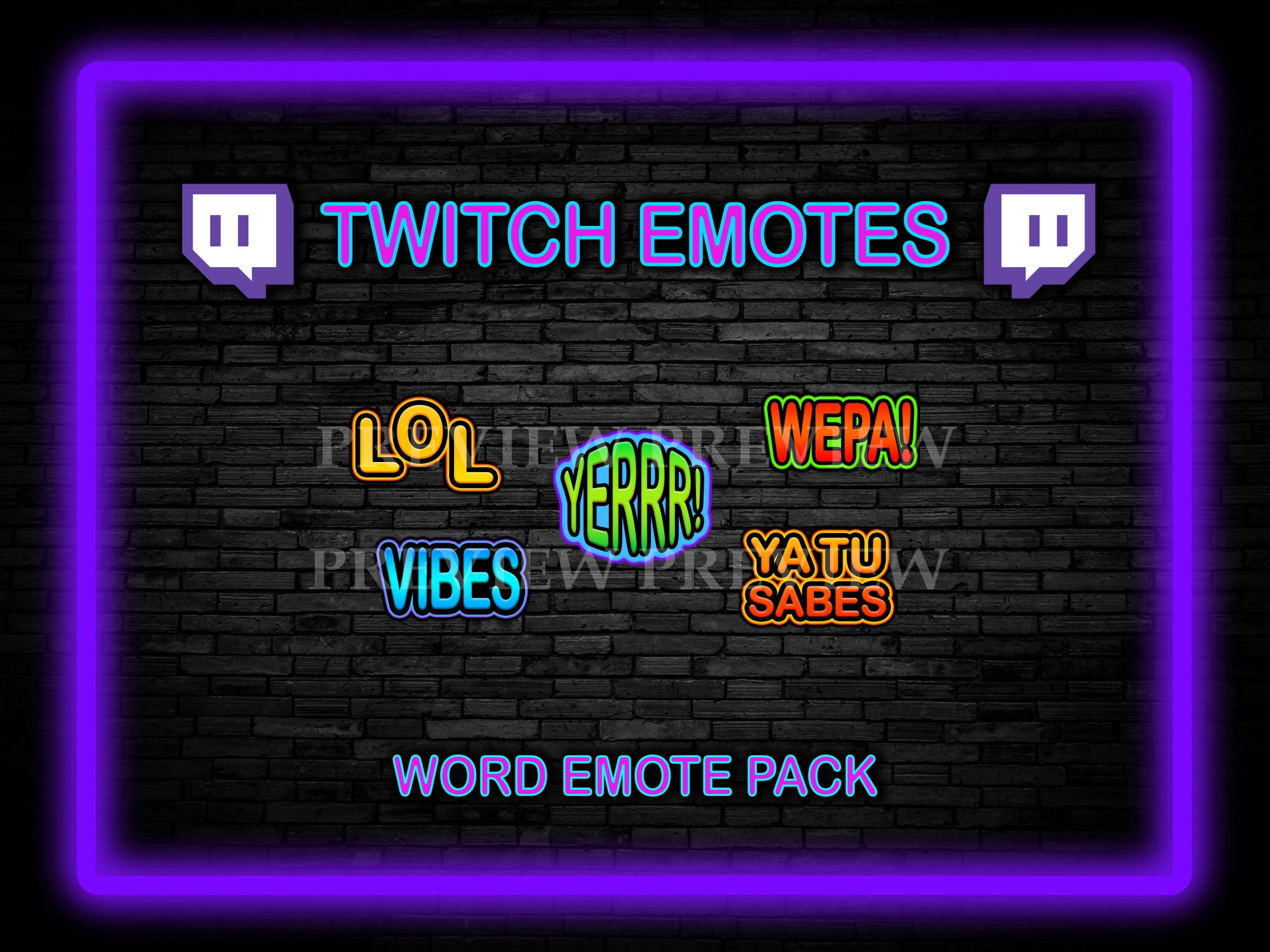 Word Emote Pack for Twitch - Etsy