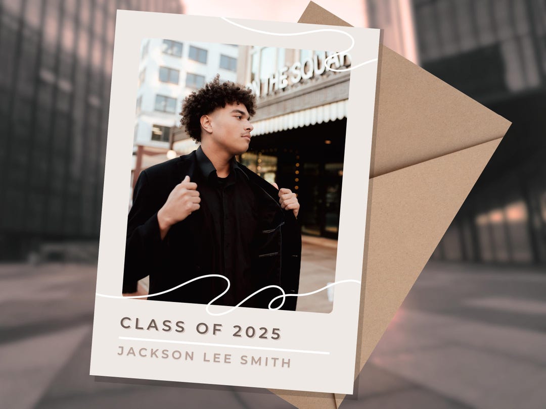 Canva Graduation Card With Photo Template Printable Grad Invitations ...