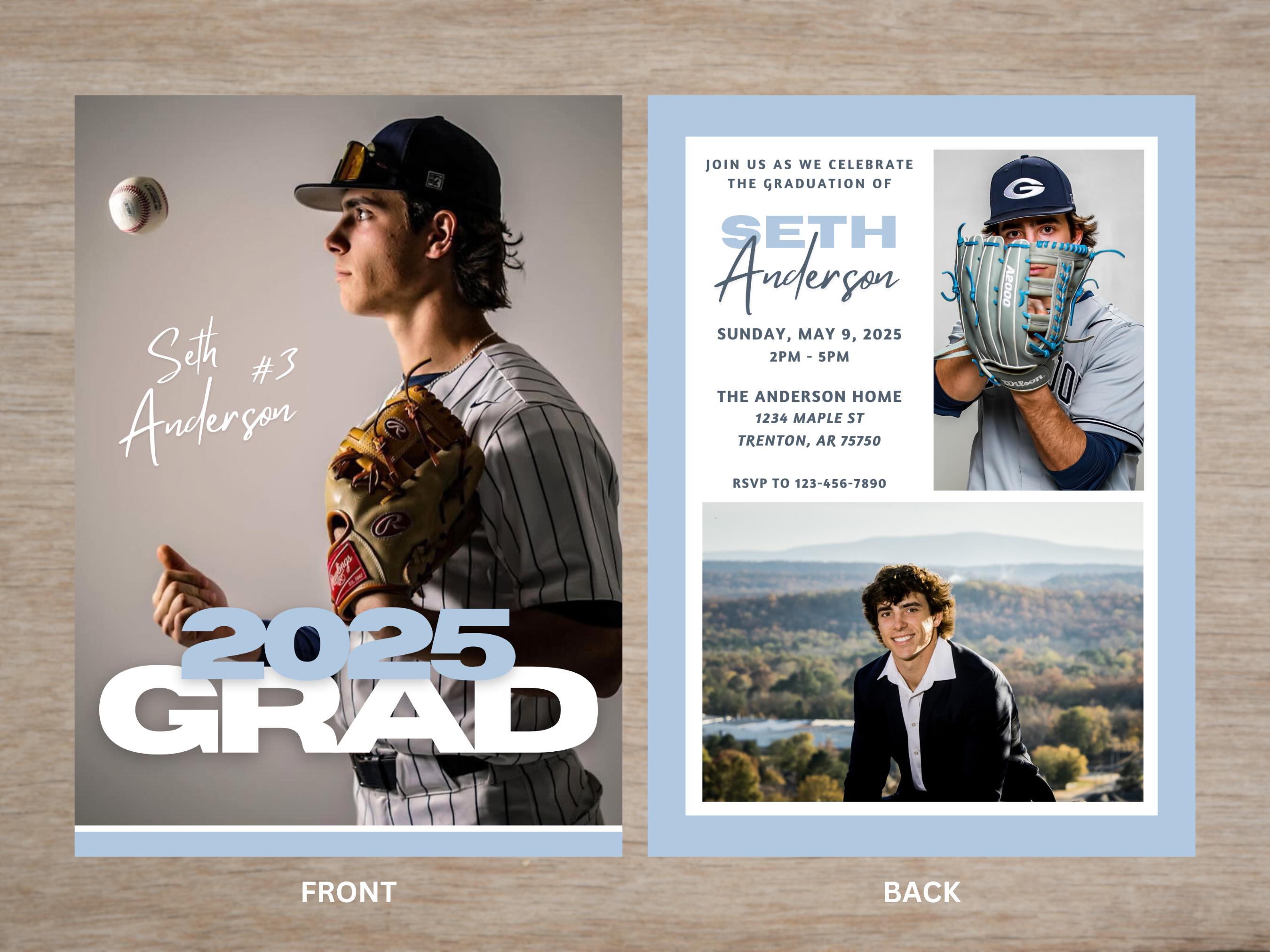 Canva Graduation Card With Photo Template Printable Class Invitations ...