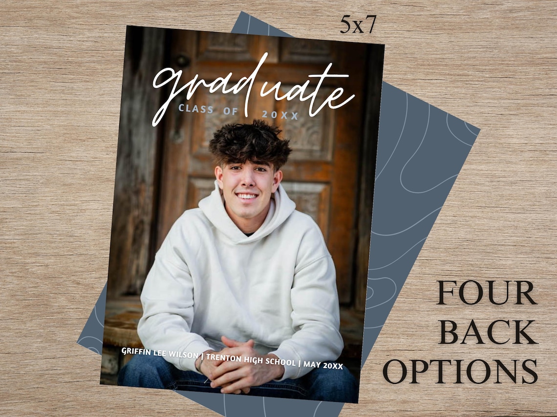 Canva Graduation Card With Photo Template Printable Grad Invitations ...