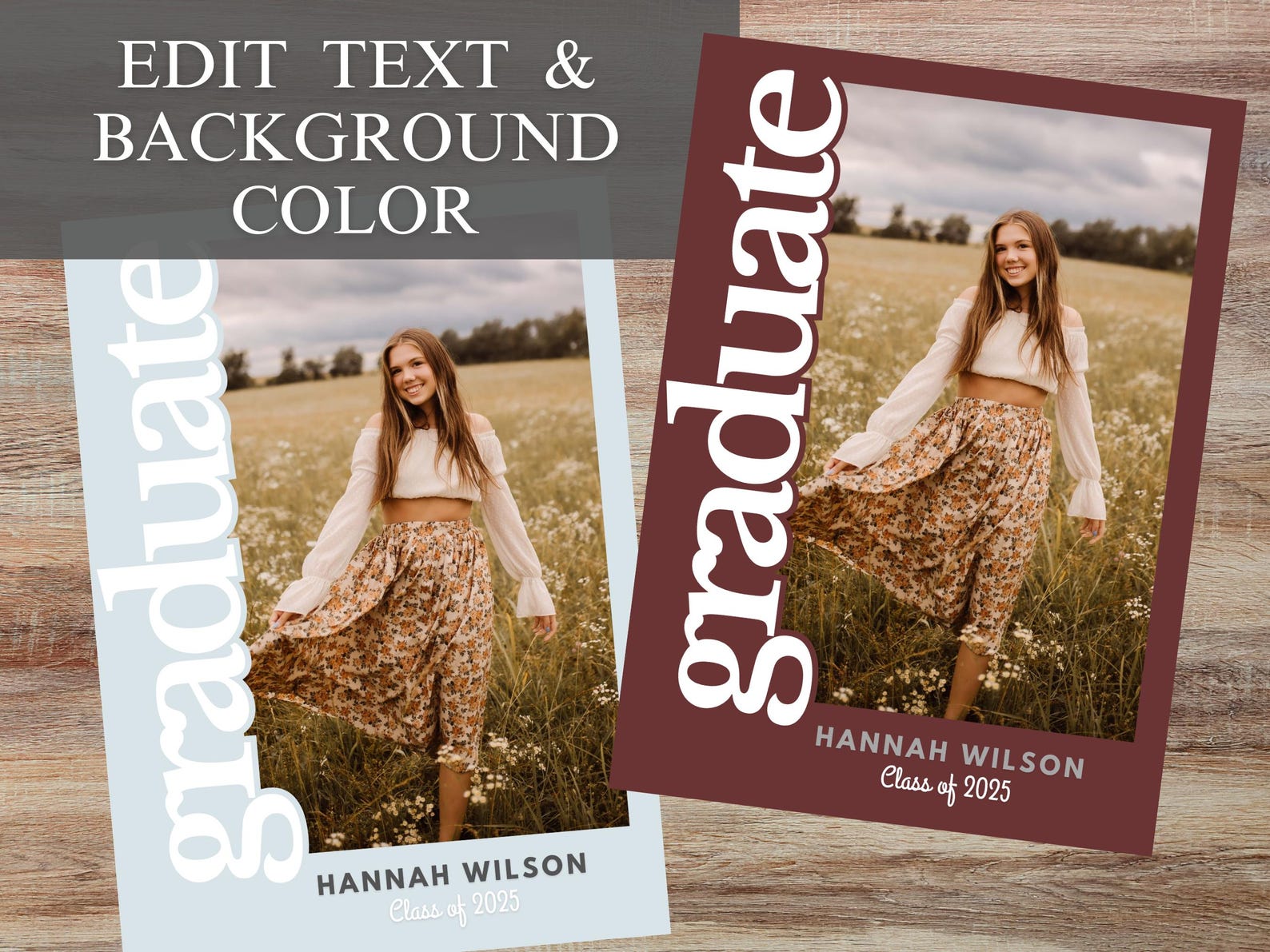 Canva Graduation Card With Photo Template Printable Grad Invitations ...