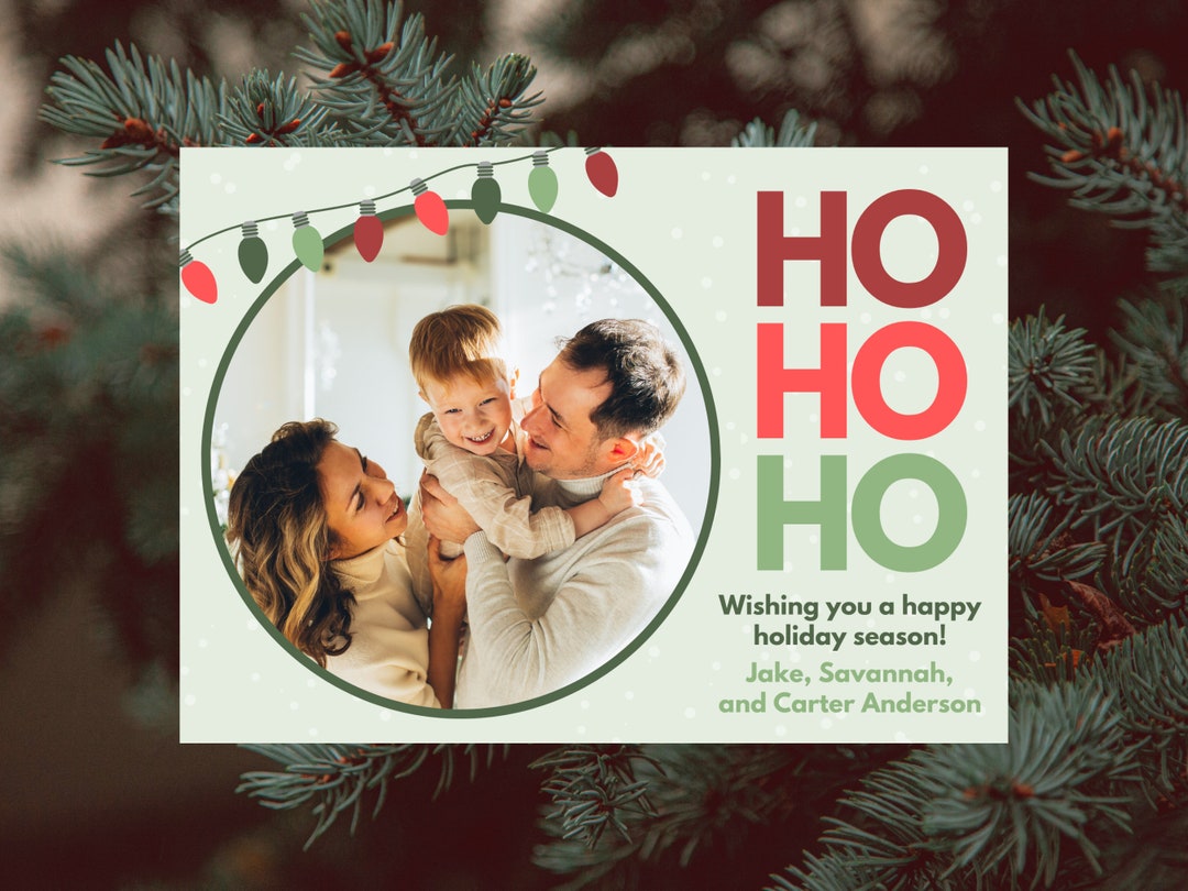 Canva Christmas Card With Photo Template Printable Holiday - Etsy