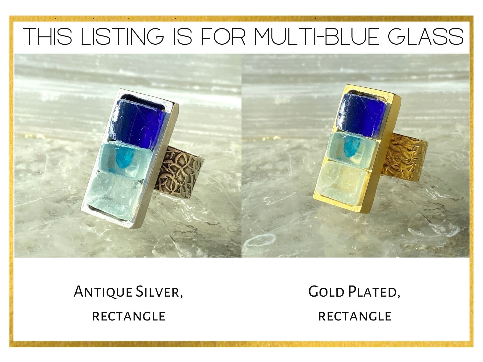 Artisan Handmade Recycled Wine Bottles Chunky Glass Ring, Sea Glass ...