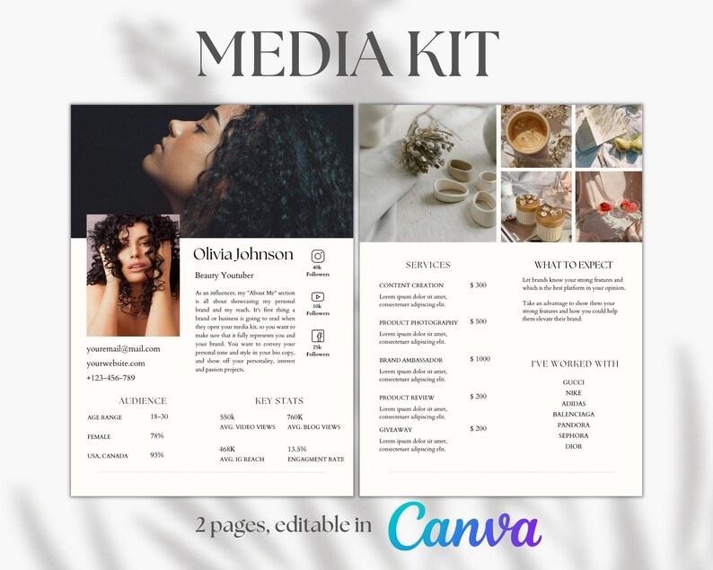 Social Media Kit Canva Template Instagram Media Kit - Etsy