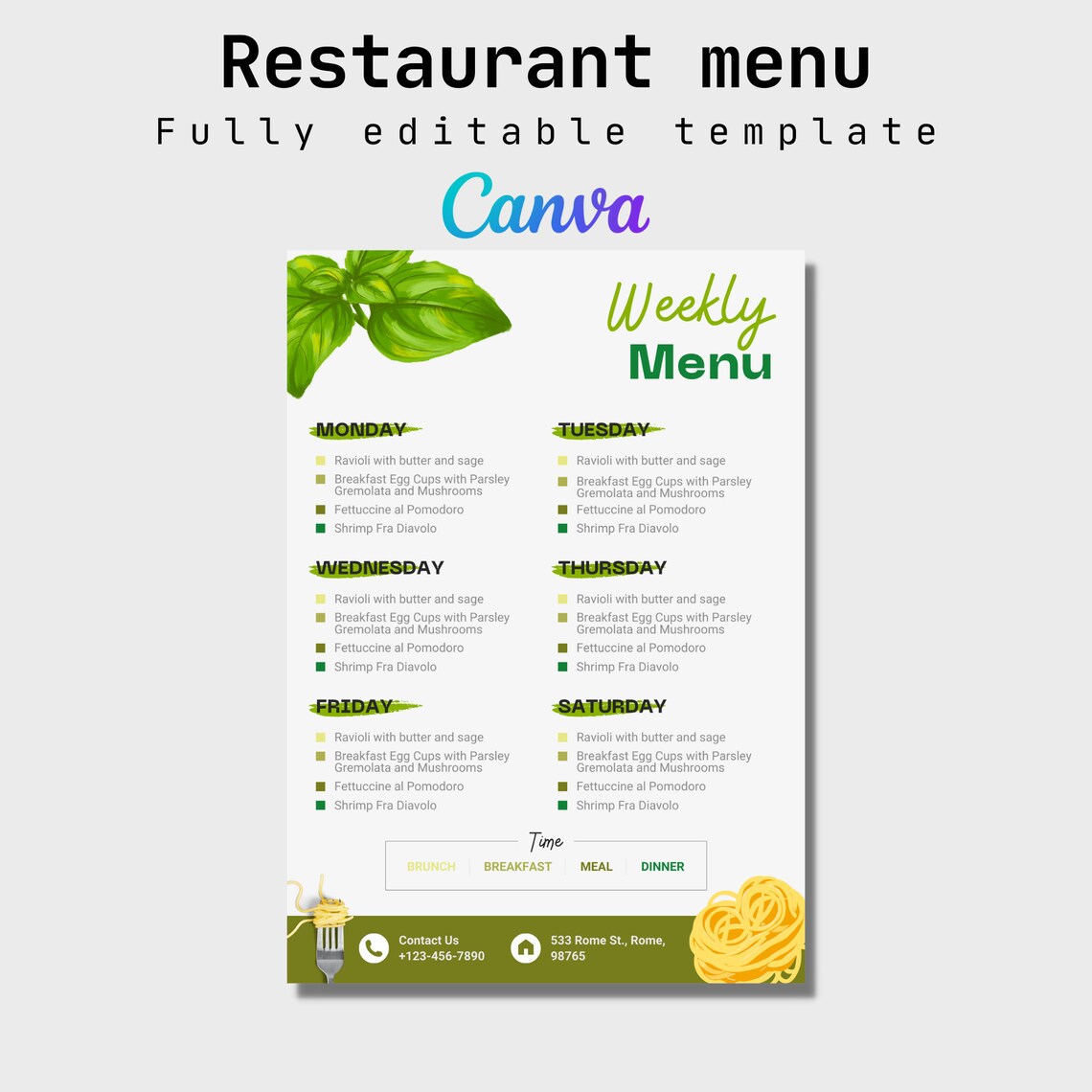 Restaurant Menu Canva Template, Editable Restaurant Menu Template ...