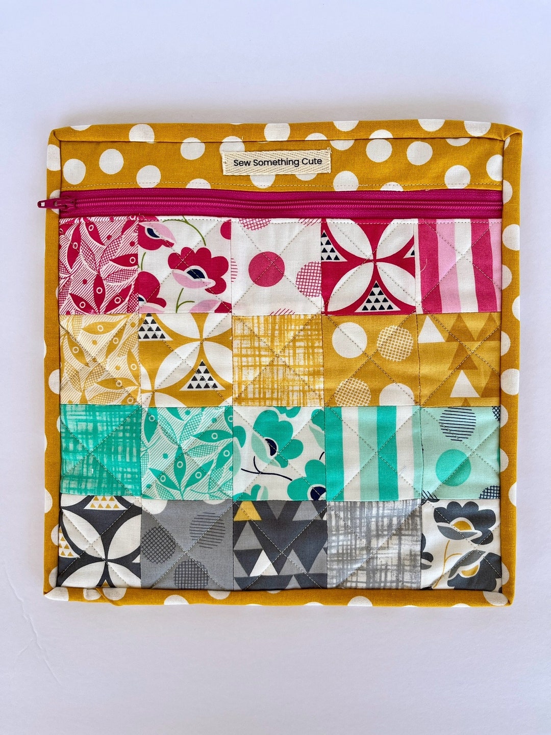 Cross Stitch Project Bag Quilted Patchwork Zipper Bag for Travel ...