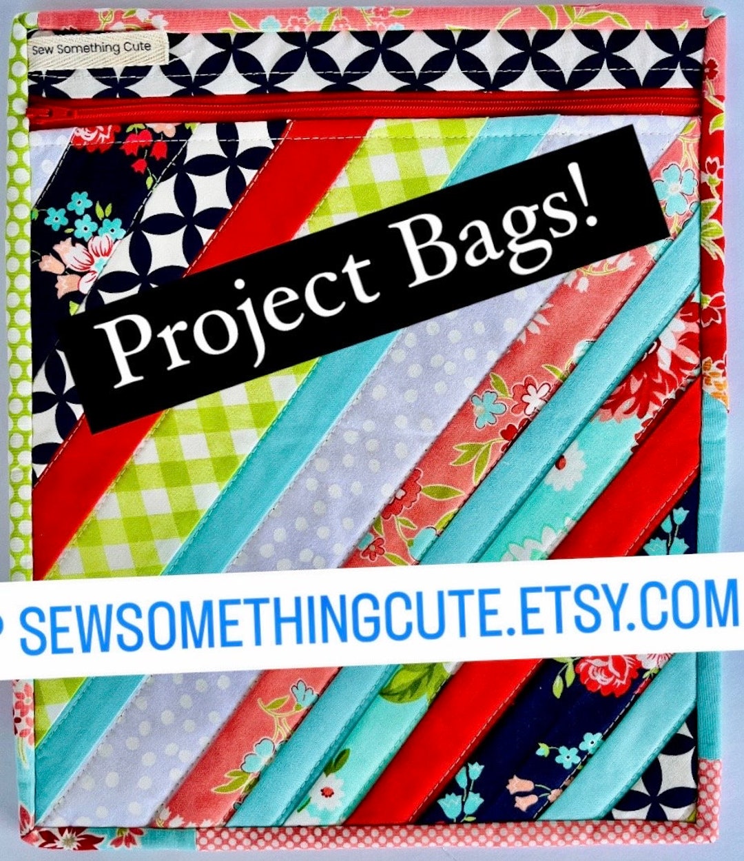 Cross Stitch Project Bag | Quilted Patchwork Zipper Bag for Travel ...