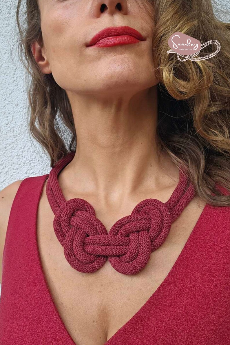 Handmade Statement Necklace CHLOE Knotted Rope Necklace From Recycled ...