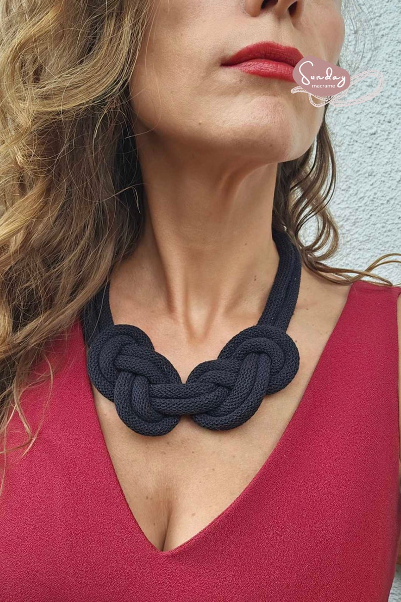 Handmade Statement Necklace CHLOE Knotted Rope Necklace From Recycled ...