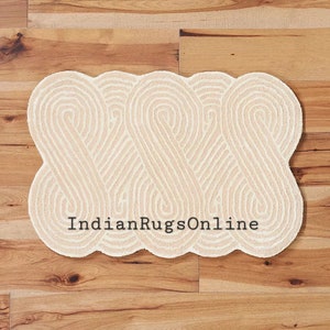 Hand-tufted Scallop Design Black & Pink Premium Quality Wool Area Rug ...