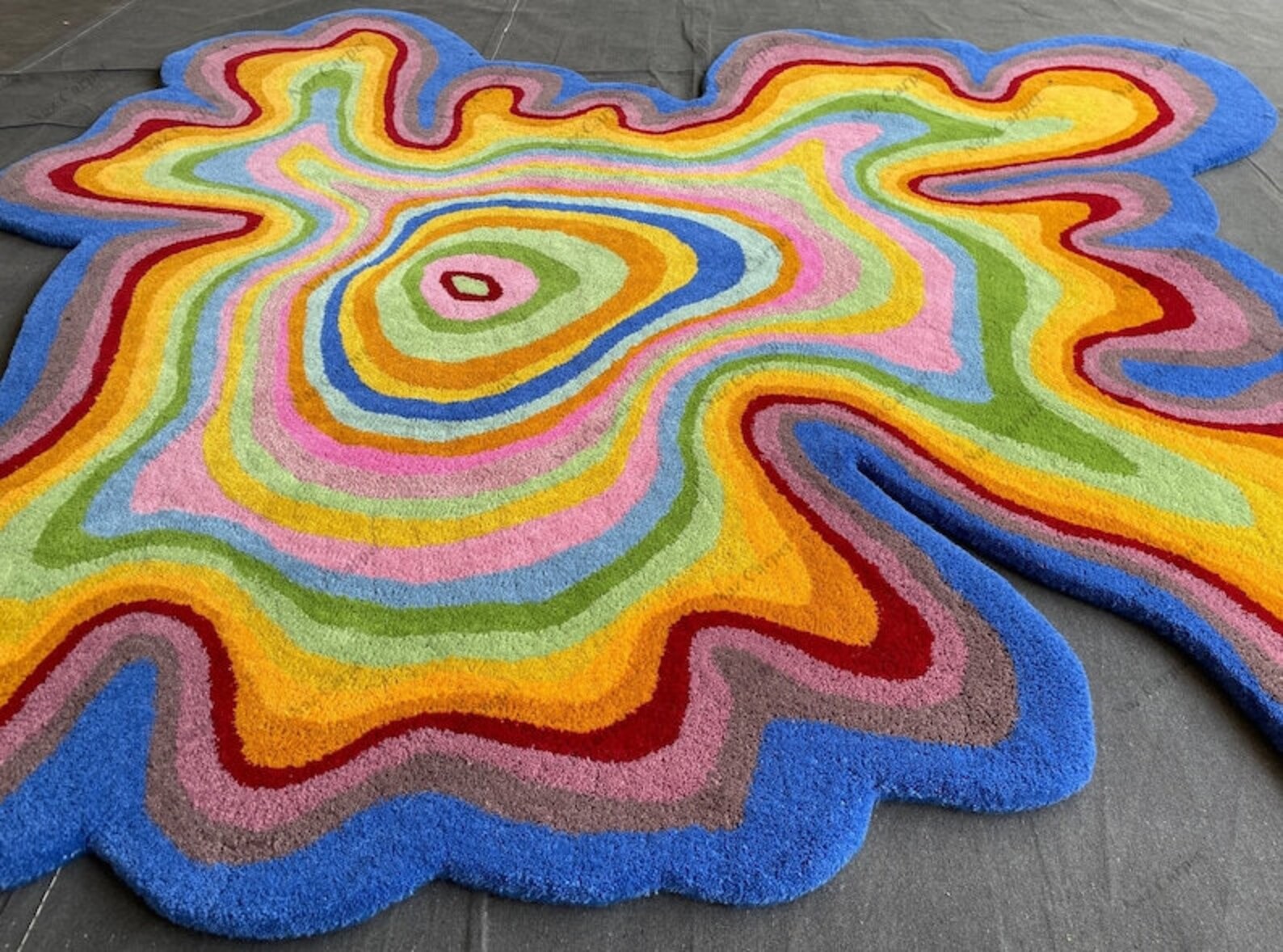 Irregular Shaped Custom Throw Hand-tufted Multicolor Wool Area Rug ...