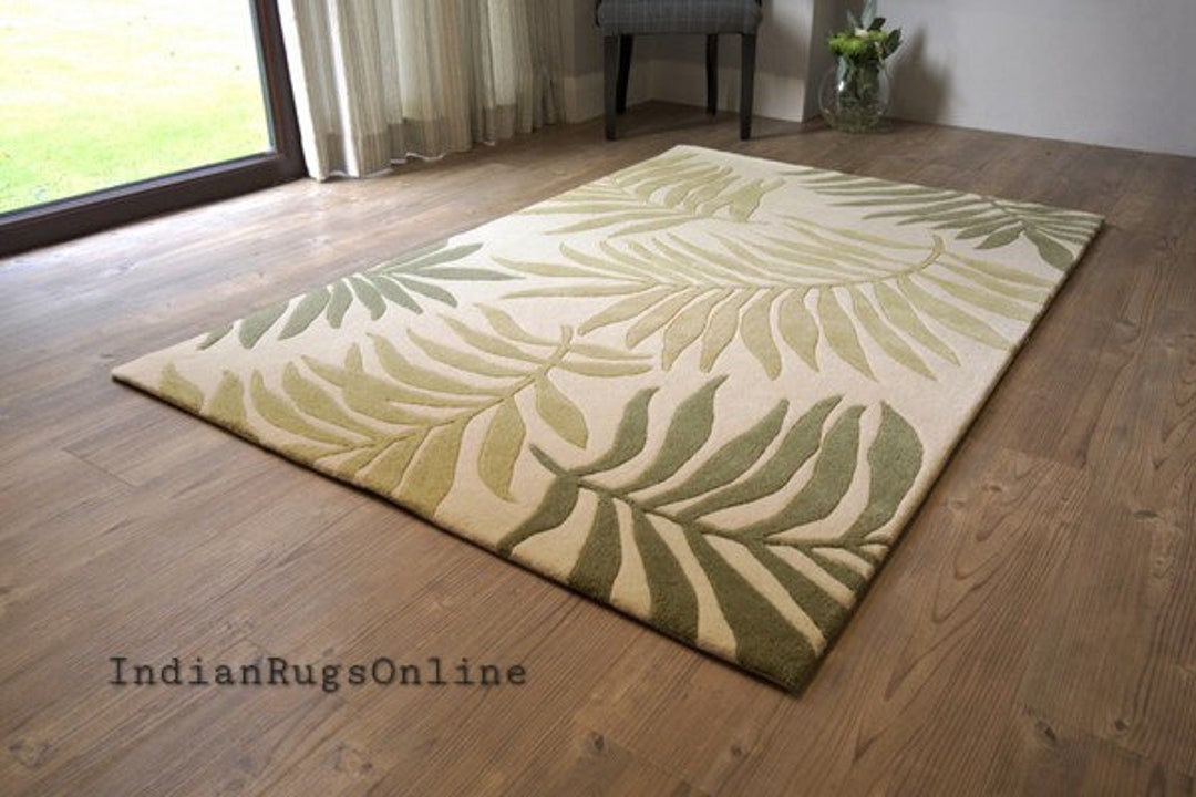 New Modern Palm Leaf Premium Quality Wool Rug. 100% Woolen Authentic ...