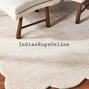 Hand-tufted Scallop Design Black & Pink Premium Quality Wool Area Rug ...