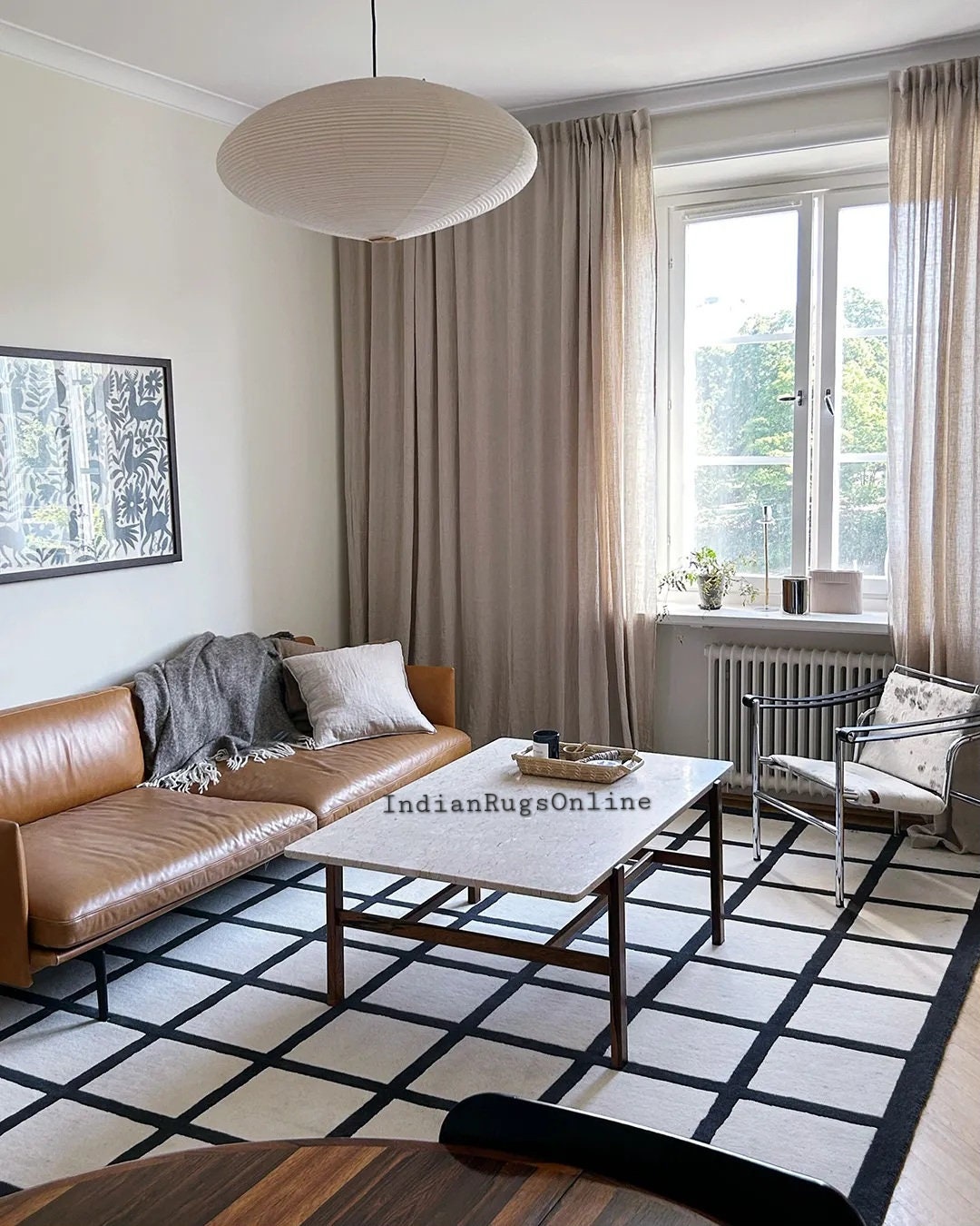 Modern Avenue Checked Olive & Bone White Wool Area Rug. 100% Woolen ...