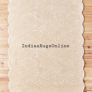 Hand-tufted Scallop Design Black & Pink Premium Quality Wool Area Rug ...