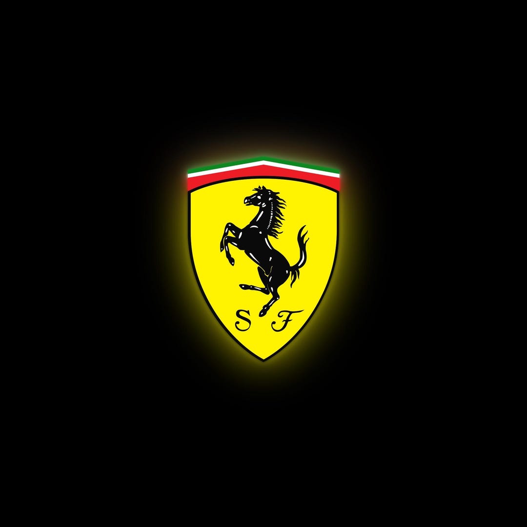 Glowing Ferrari Racing Logo PNG & PSD | Neon F1 Emblem Download ...
