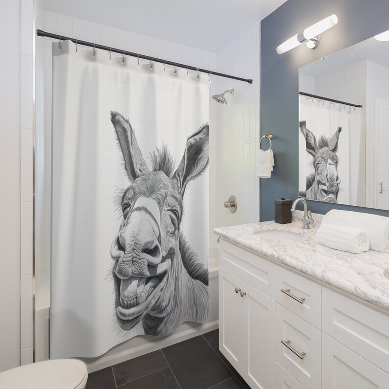 Cheerful Smiling Donkey Shower Curtain - Etsy