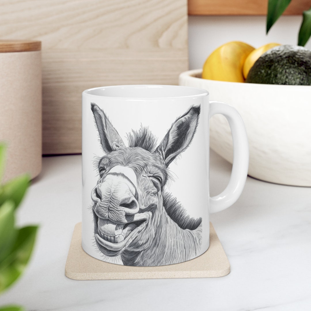 Whimsical Smiling Donkey Coffee Mug - Etsy