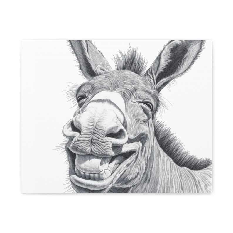 Cheerful Smiling Donkey Line Art Drawing - Etsy