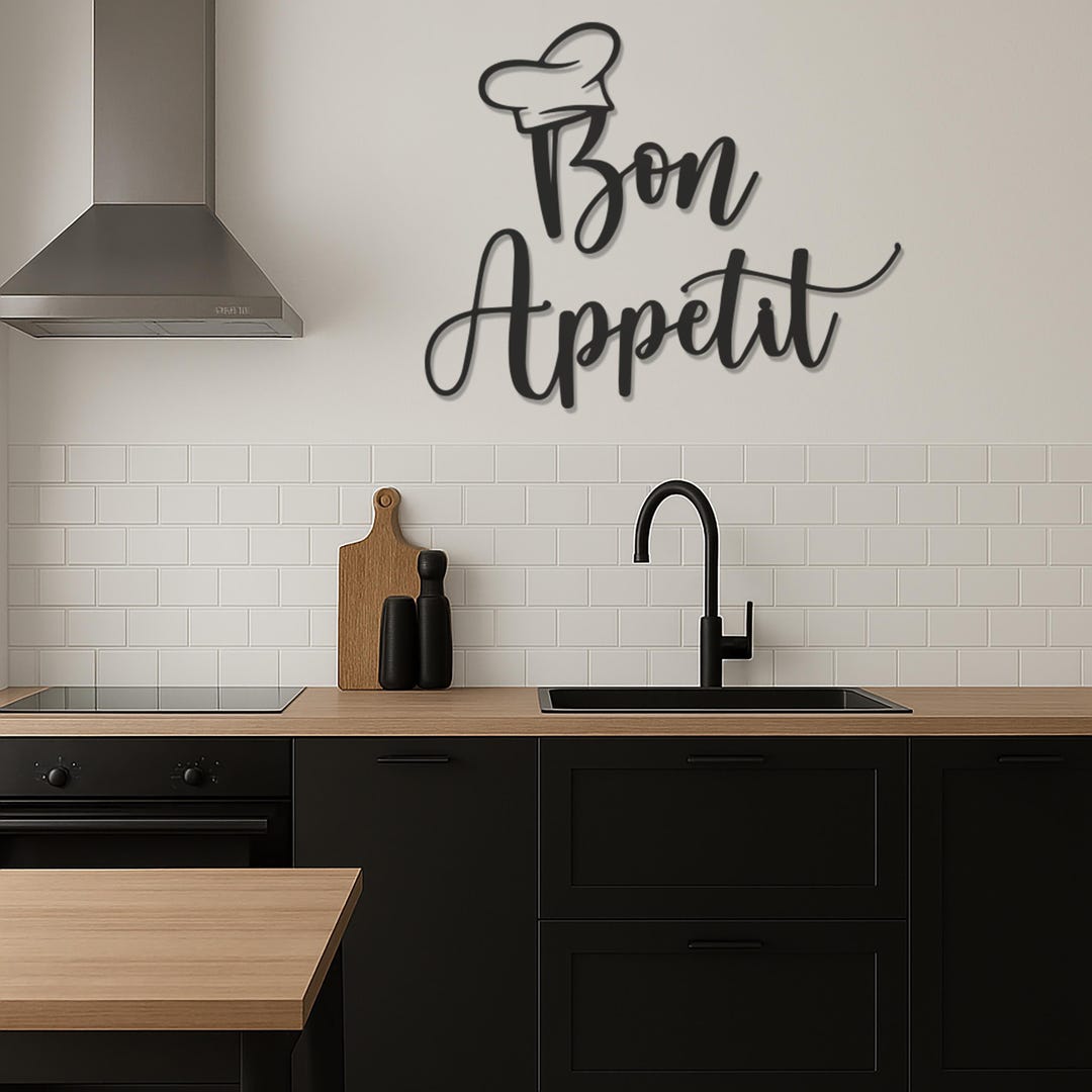 Bon Appétit Metal Wall Art: Chef Hat Kitchen Decor, Farmhouse Dining ...