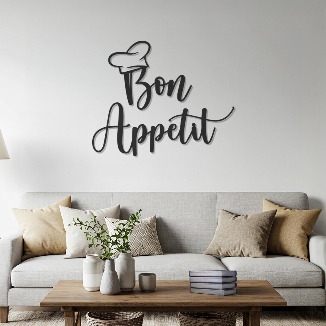 Bon Appetit Metal Kitchen Wall Decor, French Bistro Style Chef Hat Sign ...
