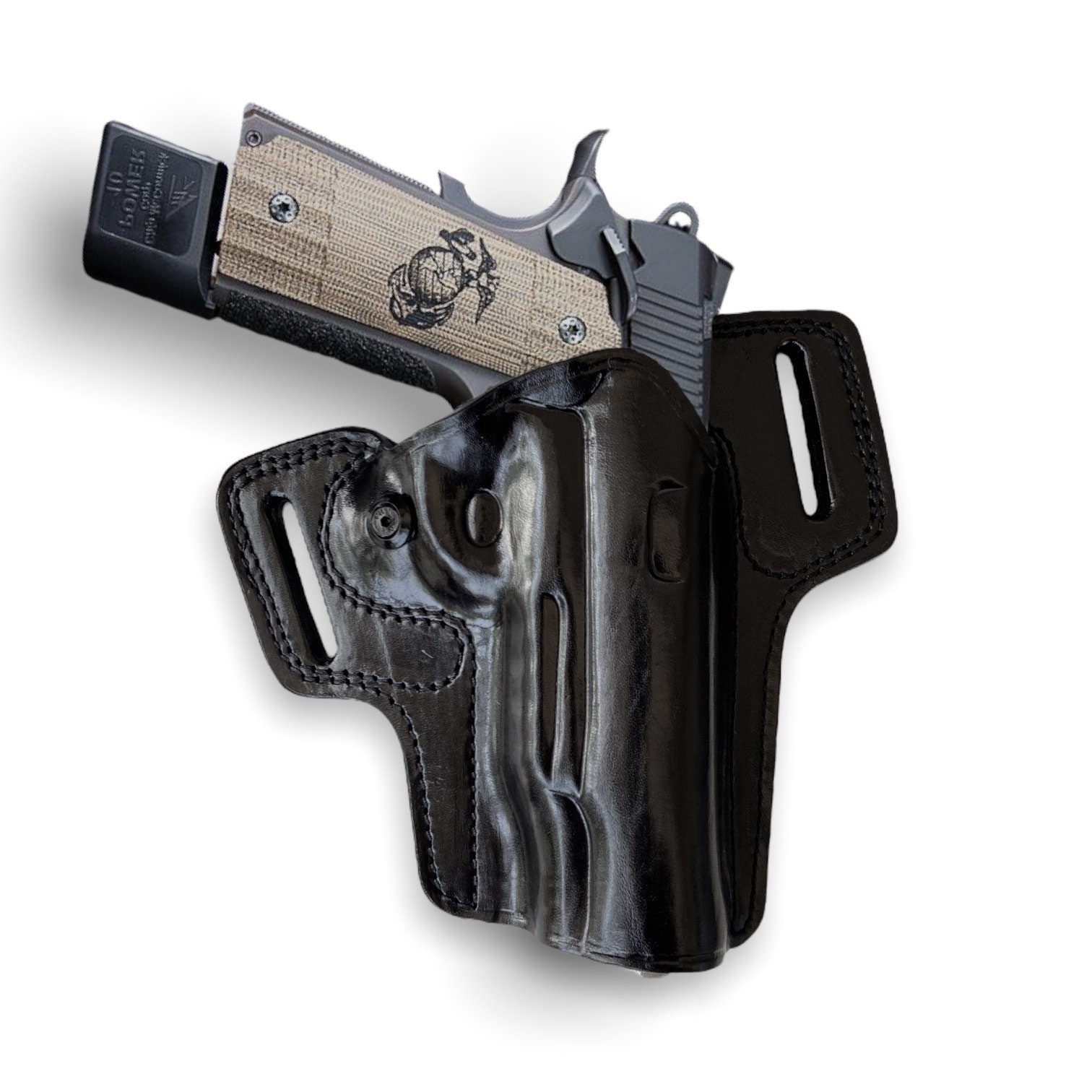 Colt 1911 5 With Rail Owb Combat Master Custom Leather Holster Choose ...