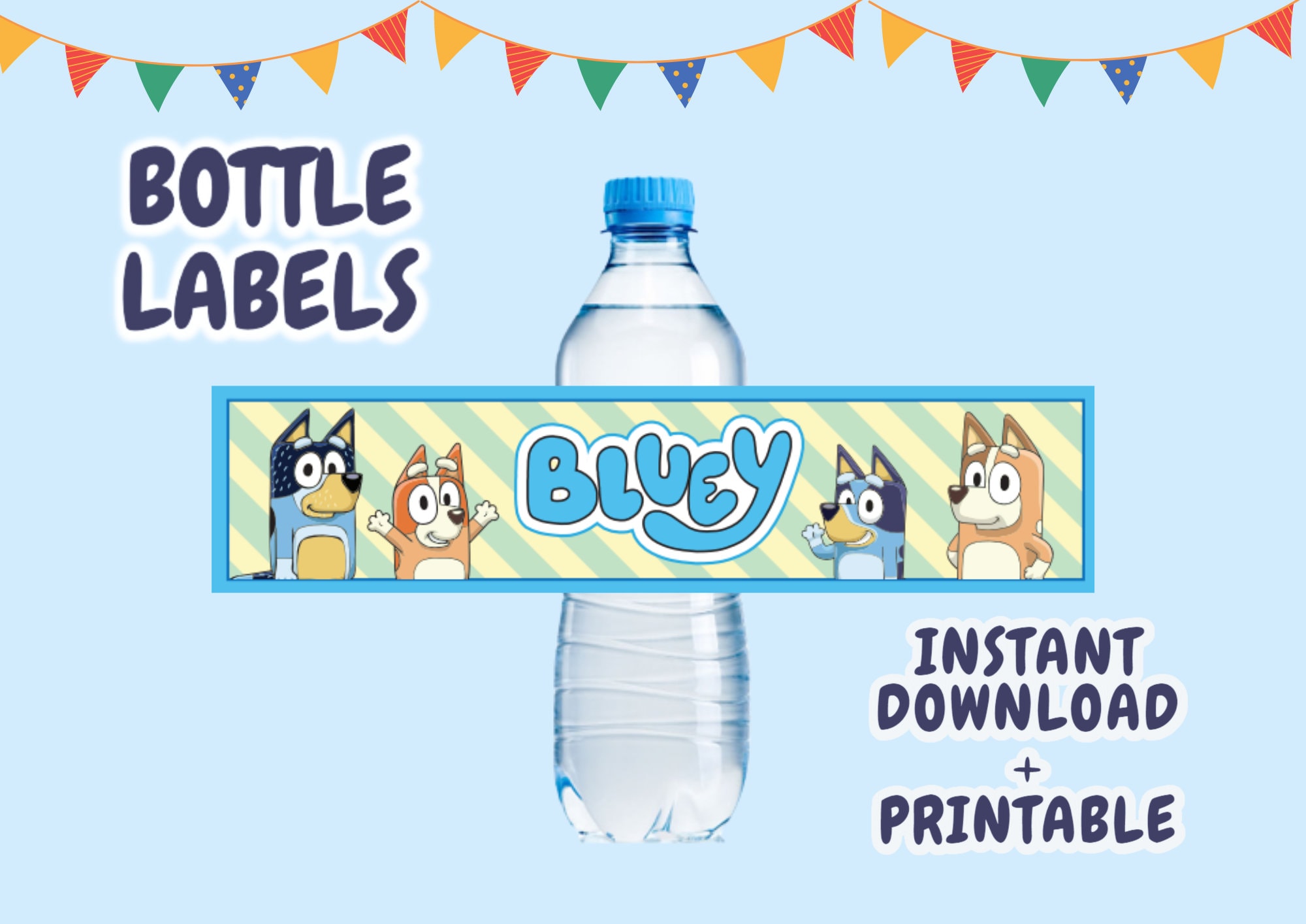 Buy Bluey Water Bottle Label Bluey Party Decor Bluey Birthday Online in ...