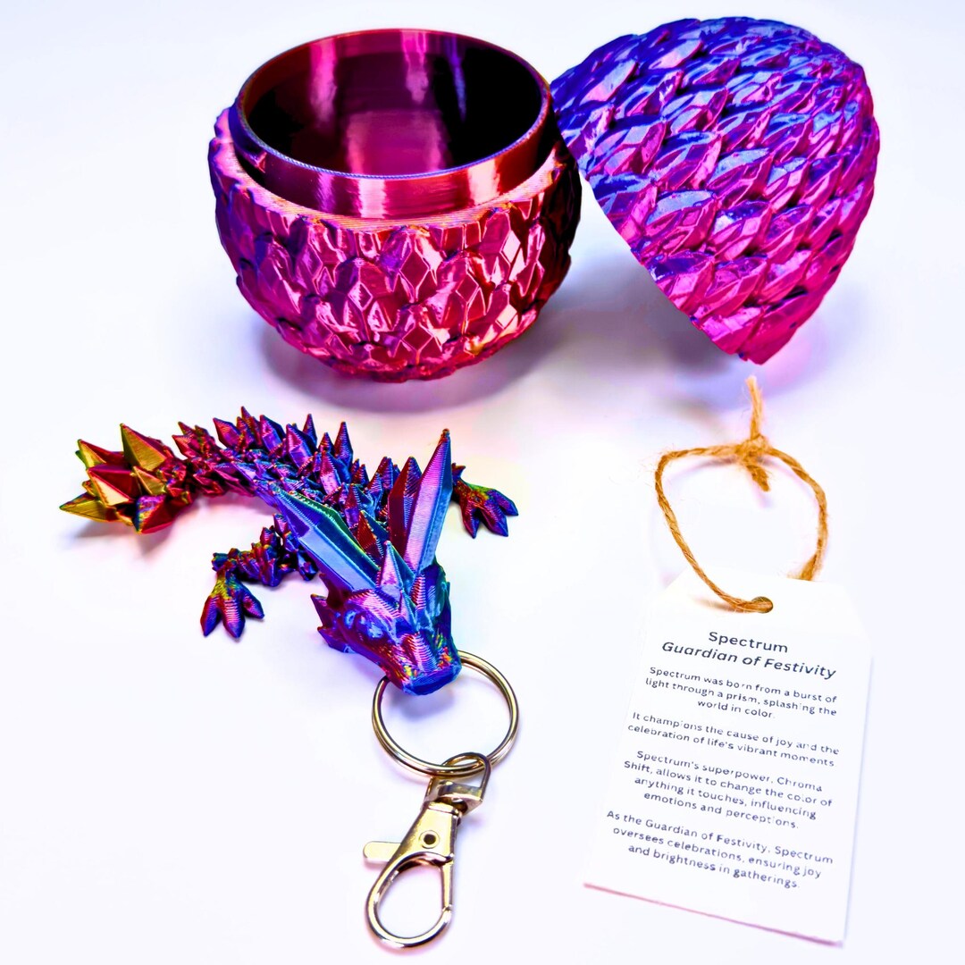 4.5IN Tadling Crystal Dragon Keychain & Optional Egg, Fidget Toy, 3D ...