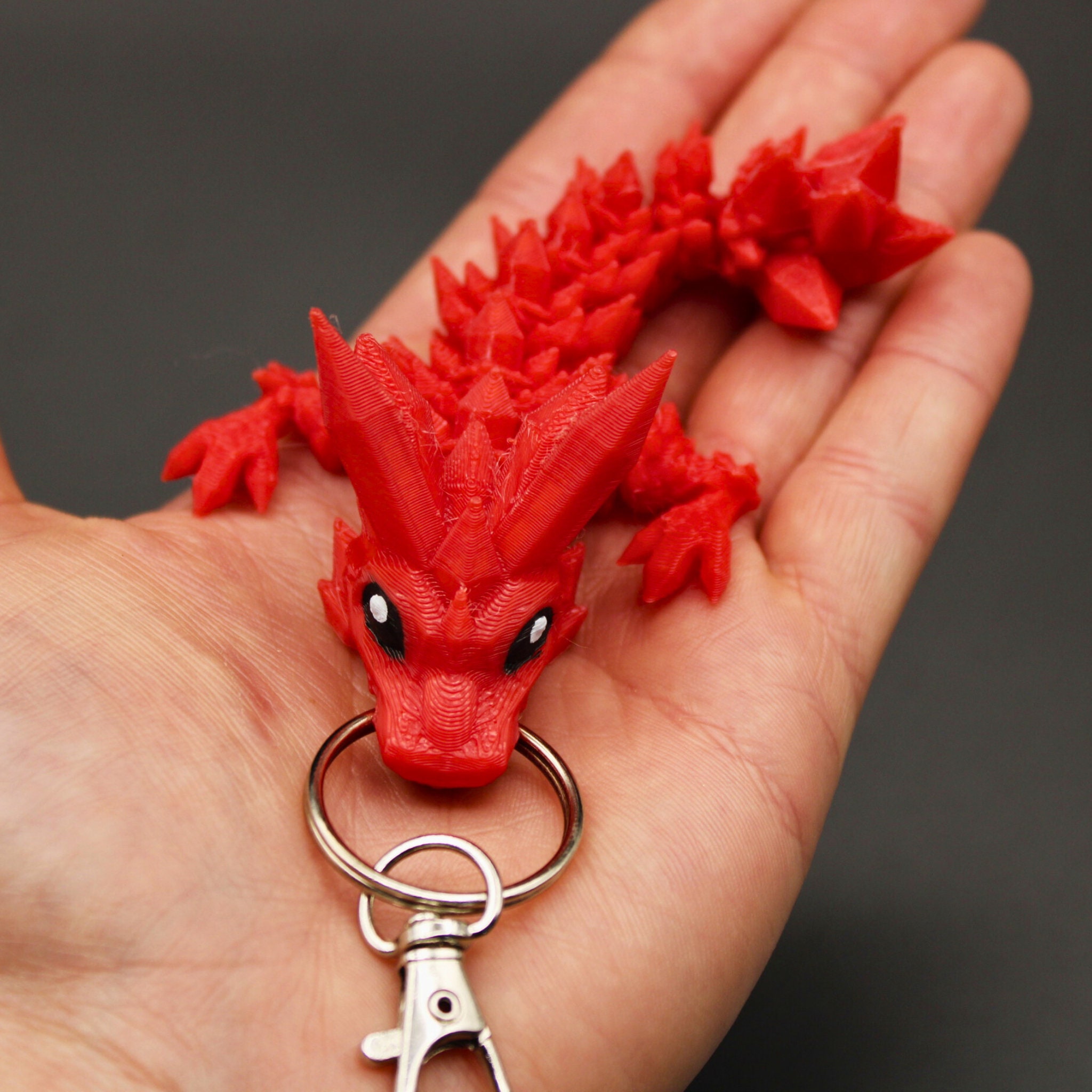 3D Printed Flexi Articulated Baby Crystal Dragon Fidget Keychain ...