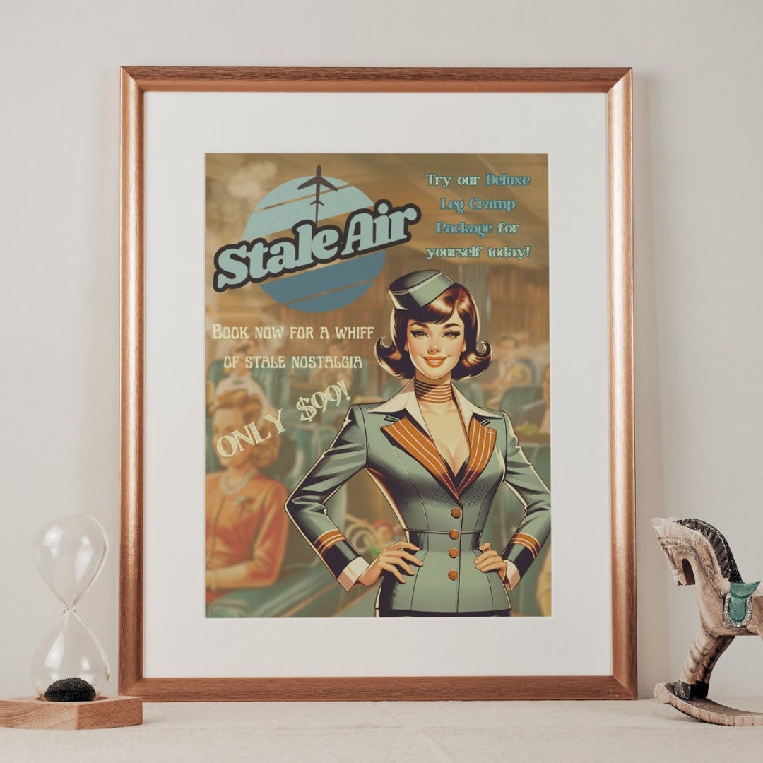 Retro Airline Parody Poster stale Air Digital Download Vintage Travel ...