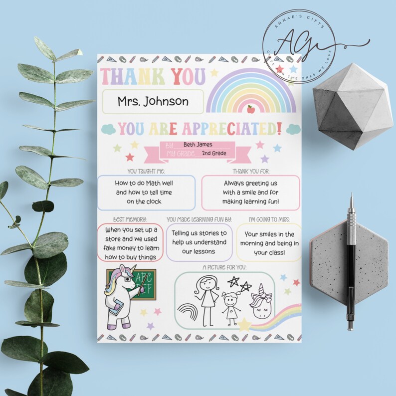 Teacher Appreciation Week Printable Teacher Questionnaire - Etsy