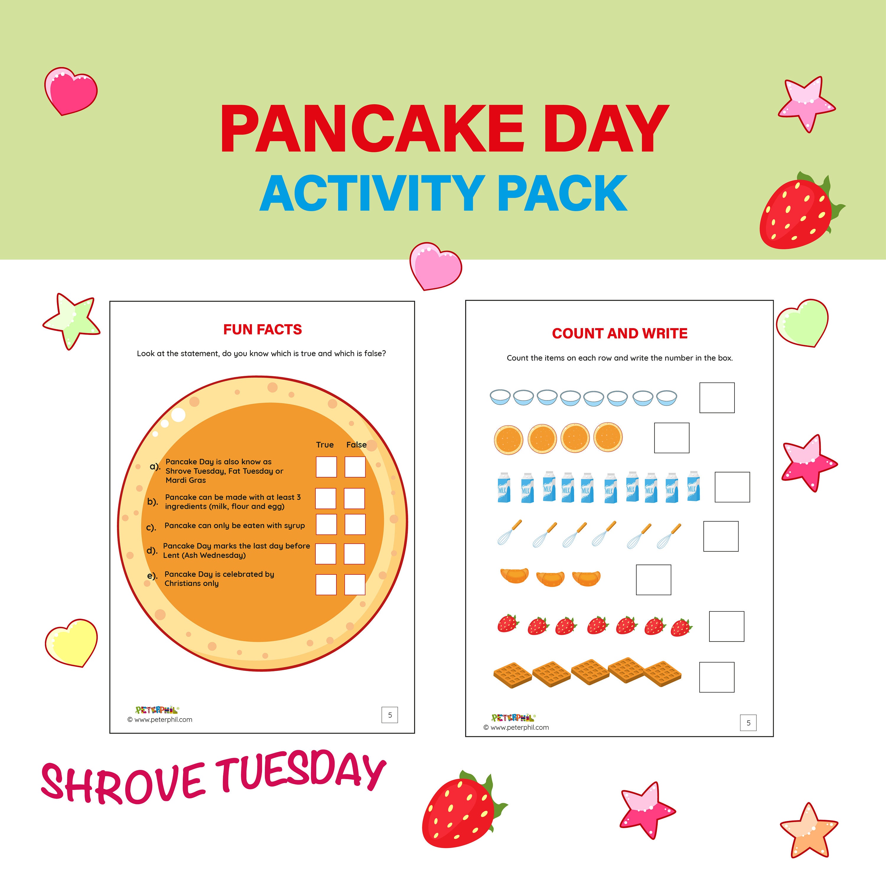 Pancake Day Activity and Colouring Sheets for Kids: Shrove Tuesday, Fat ...