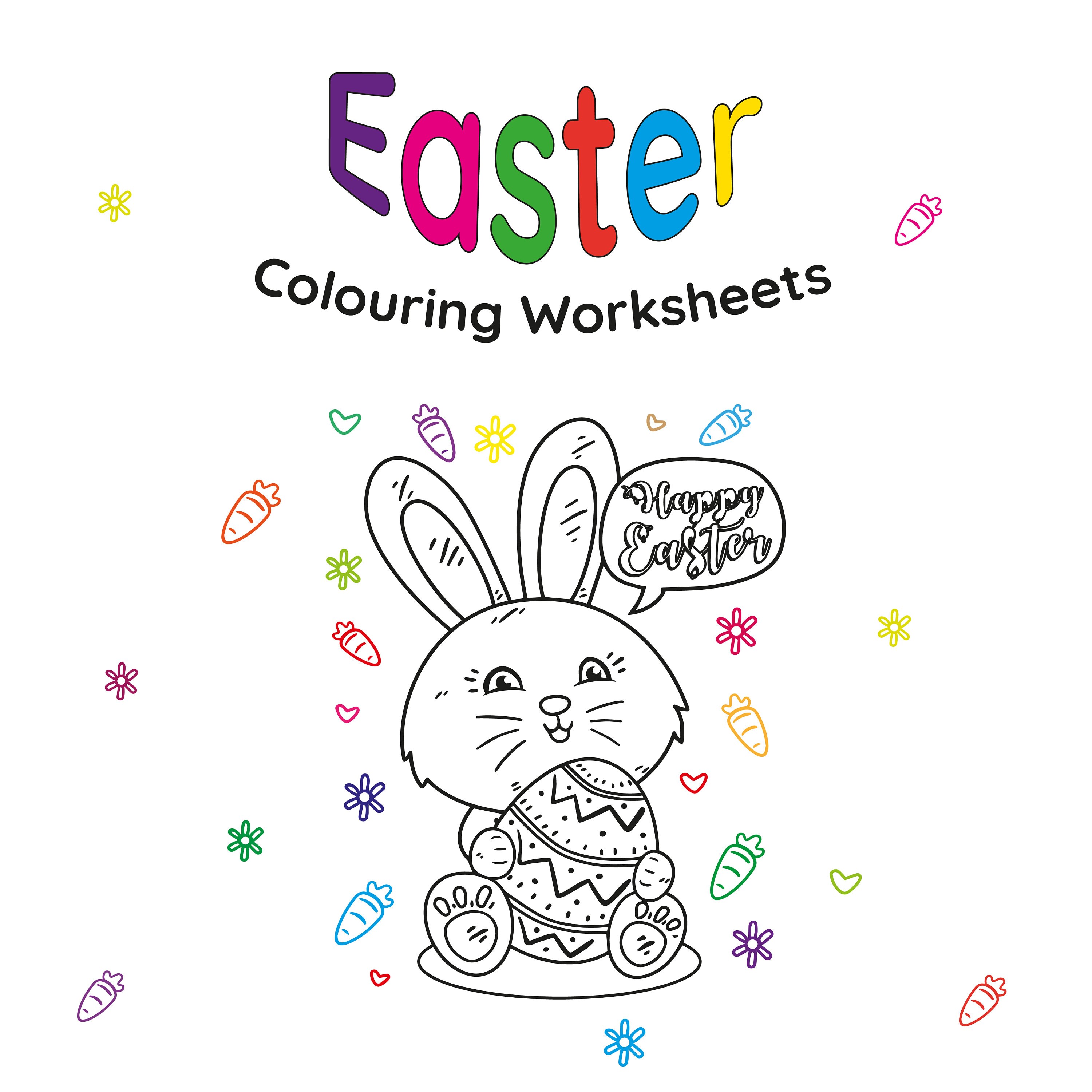 Easter Colouring in Activity Worksheets - 20 Pages, Instant Download - Etsy
