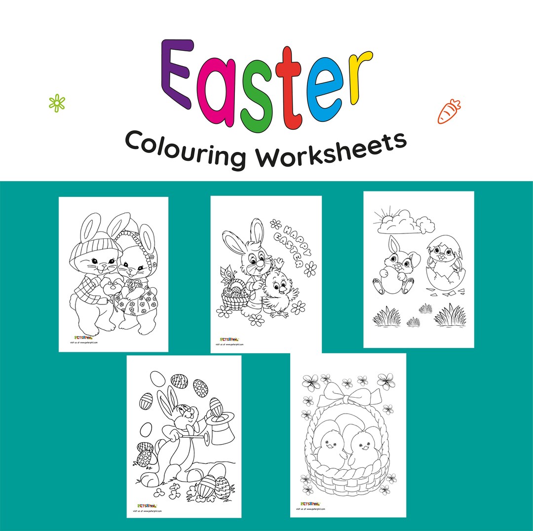 Easter Colouring in Activity Worksheets - 20 Pages, Instant Download - Etsy