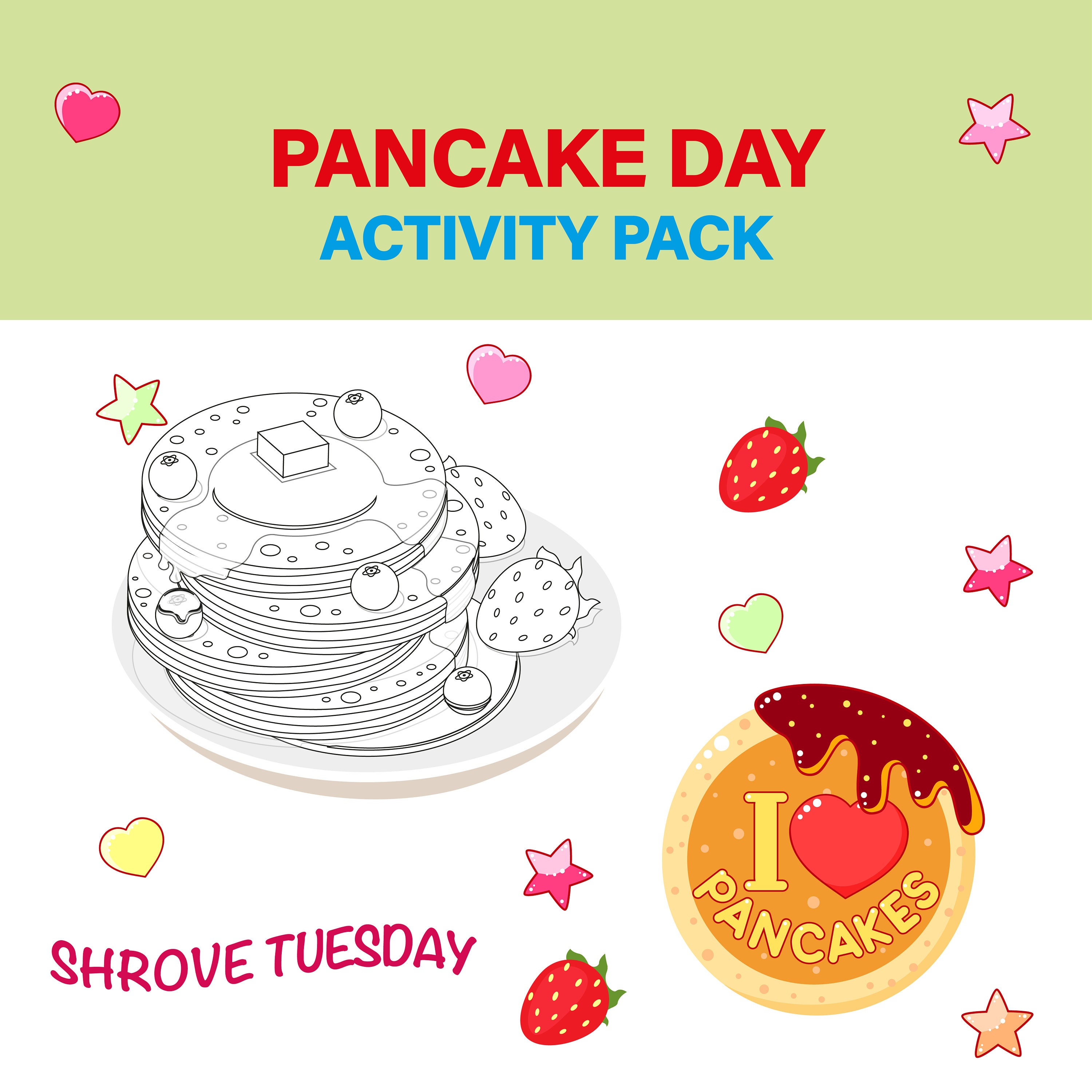 Pancake Day Activity and Colouring Sheets for Kids: Shrove Tuesday, Fat ...