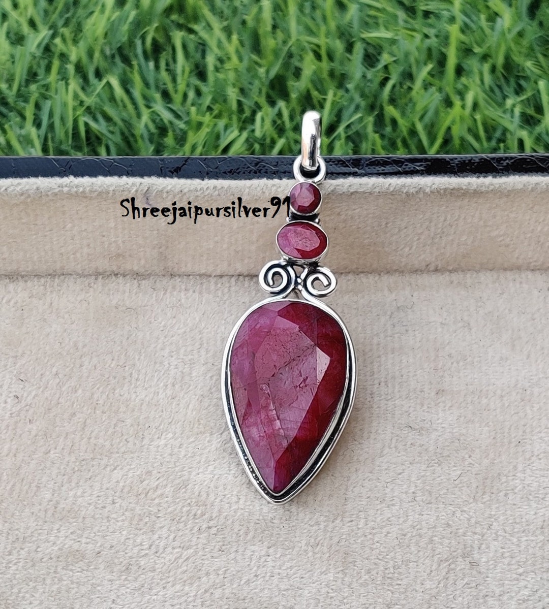 Red Ruby Pendent * Awesome Designer Pendent * Women Neckless * 925 ...