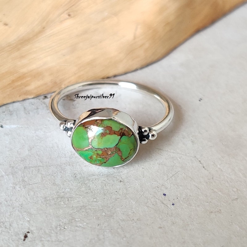 Pink and Green Cluster Ring - Etsy UK