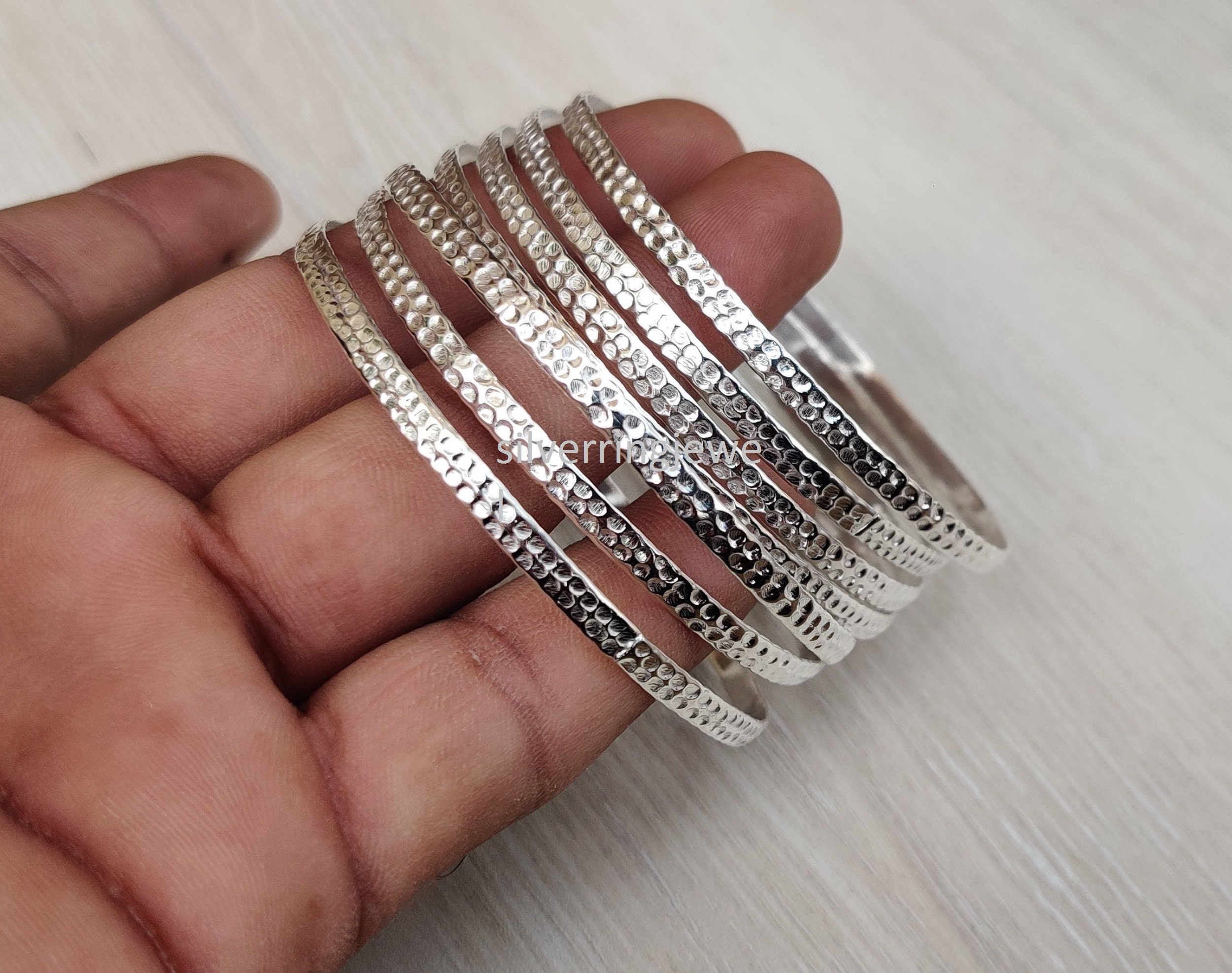 Hammering Beautiful Designer Bangle Stackable Bangles 925 - Etsy