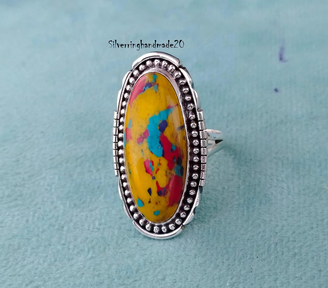 Mosaic Jasper Ring, 925 Sterling Silver, Gemstone Ring, Designer Ring ...