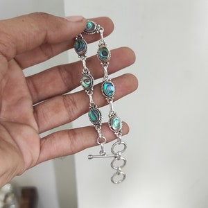 Abalone Shell Bracelet: Handmade 925 Sterling Silver Adjustable ...