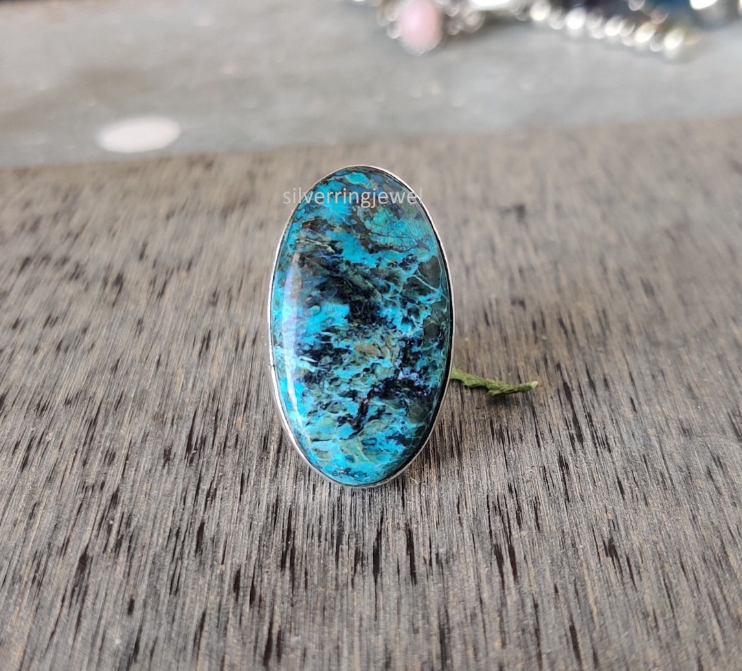 Shattuckite Ring ,925 Sterling Silver, Shattukite Stone, Birthday Gift ...