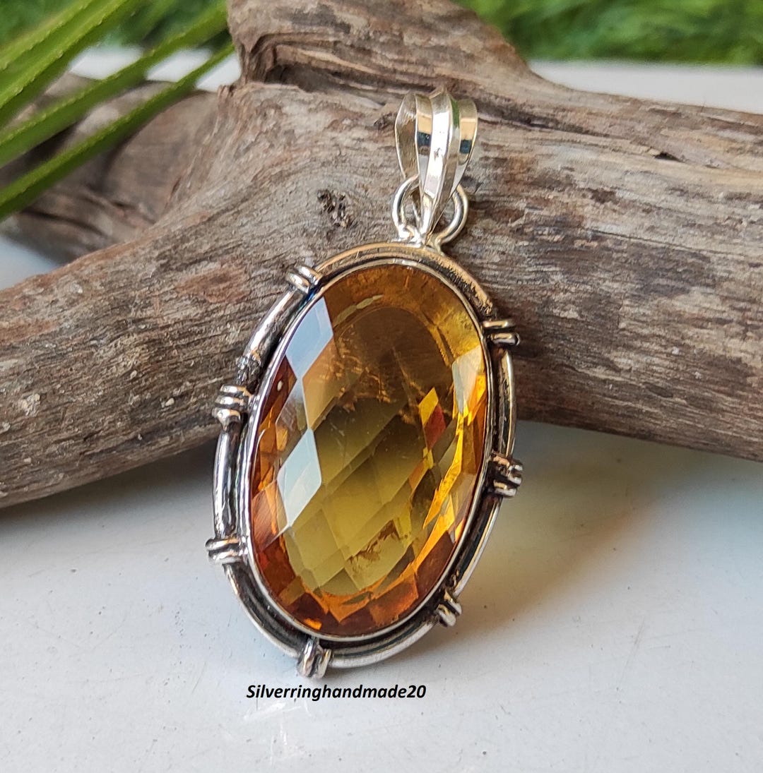 Handmade Citrine Pendant: 925 Sterling Silver Gemstone - Etsy