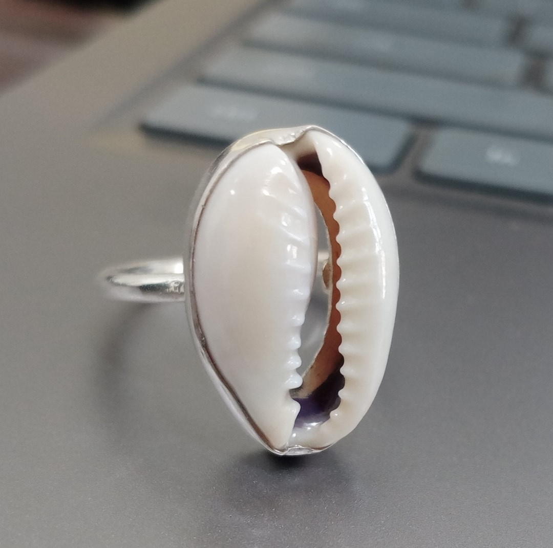Cowrie Sea Shell Ring: 925 Sterling Silver Boho Band - Etsy