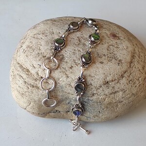 Abalone Shell Bracelet: Handmade 925 Sterling Silver Adjustable ...