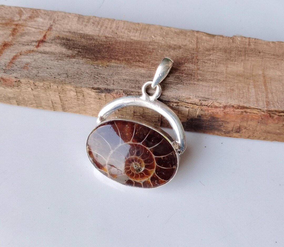 Ammonite Fossil Pendant, Gemstone Pendant, 925 Sterling Silver ...