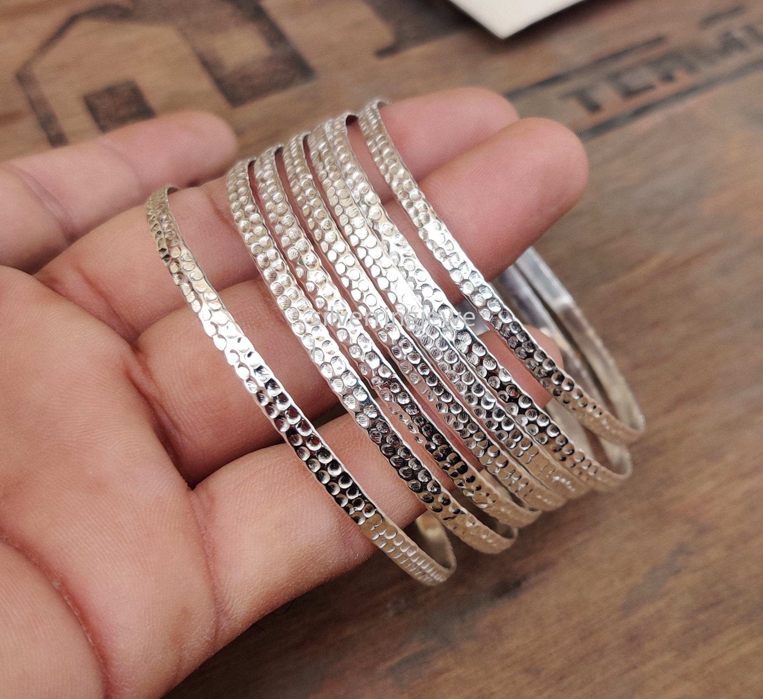 Hammering Beautiful Designer Bangle Stackable Bangles 925 - Etsy