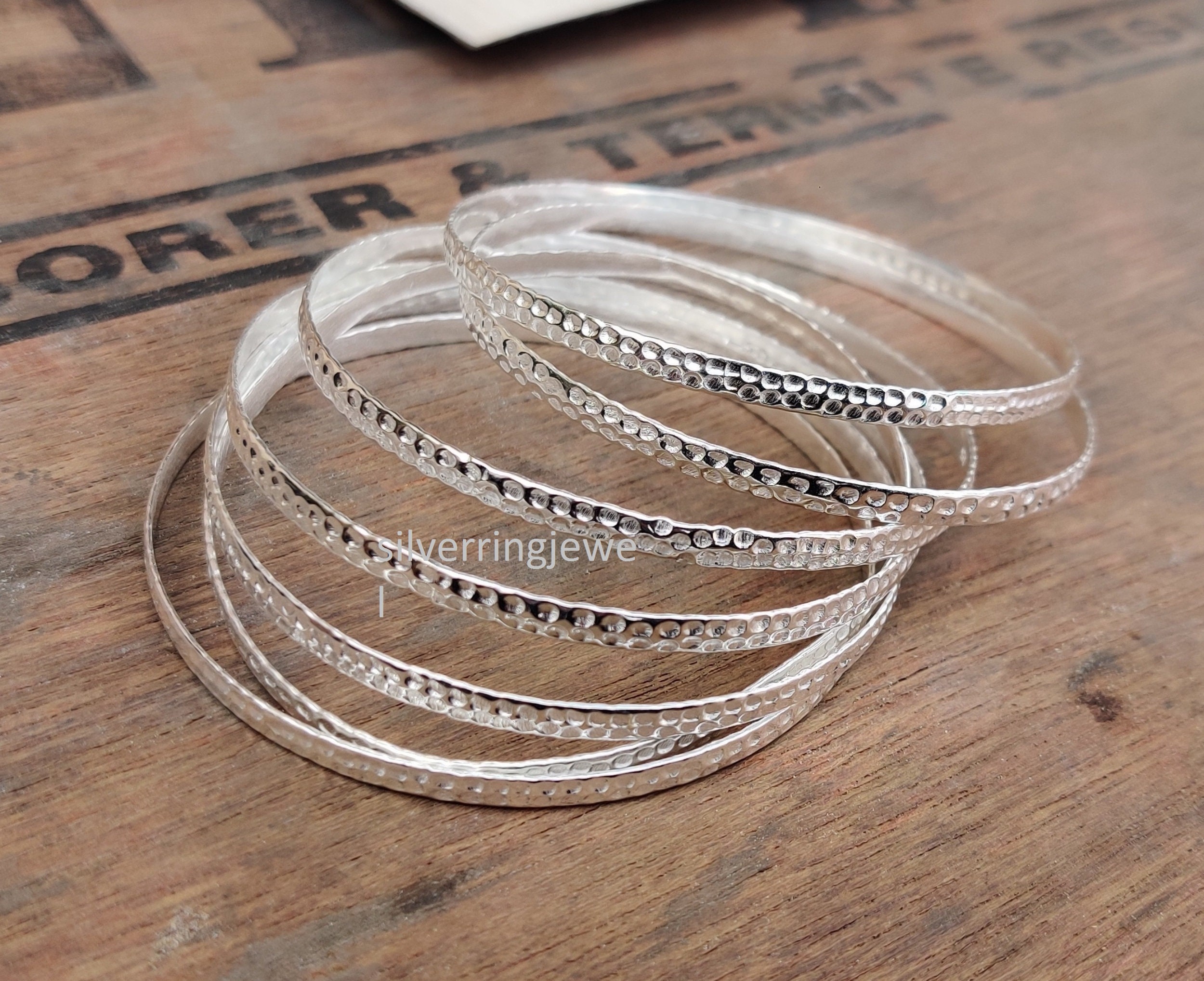 Hammering Beautiful Designer Bangle Stackable Bangles 925 - Etsy