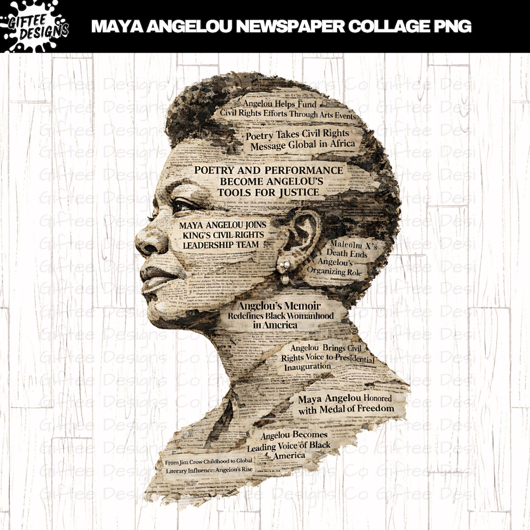 Maya Angelou PNG, Newspaper Collage MLK Black History Png Design ...