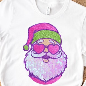 Pink Santa Claus PNG, Santa Face PNG, Sparkly Santa Png, Faux Sequin ...