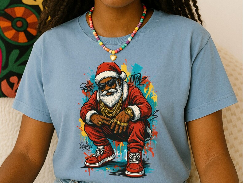 Black Santa PNG, African American Png, Hip Hop Christmas Shirt Design ...